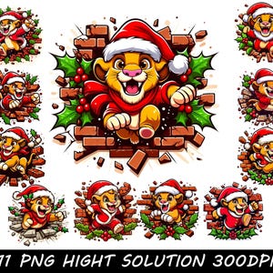 Lion King Clipart Christmas PNG, Simba Mufasa Broken Wall Xmas, Animal ...