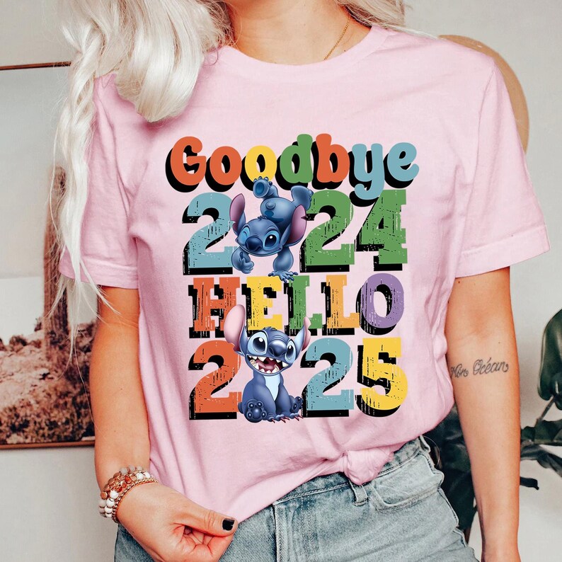 Happy New Year Stitch Png, Goodbye 2024 Hello 2025 Sublimation Designs ...