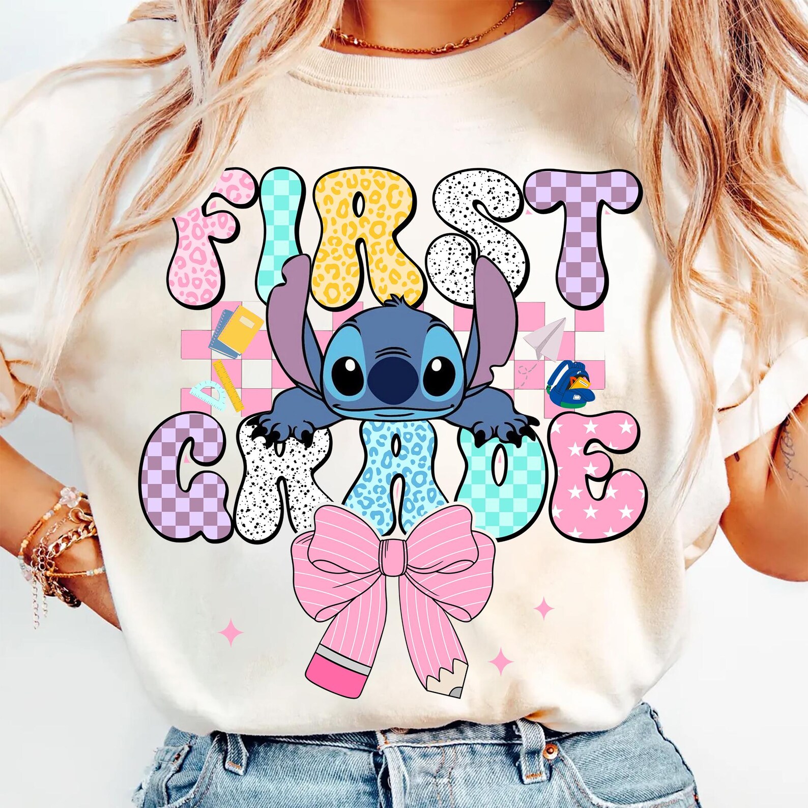 Stitch Back to School PNG Bundle, Cartoon First Day of School Design ...