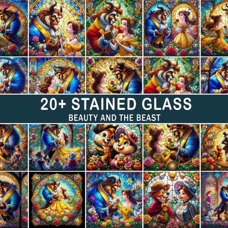Beauty and the Beast Window Stained Glass - Etsy