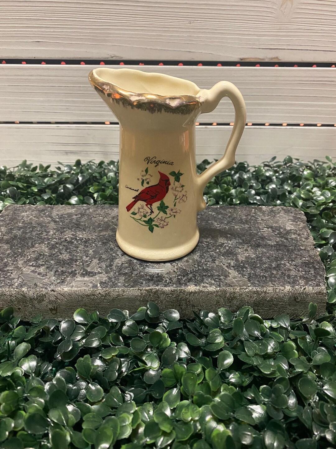 Vintage Red Cardinal Pitcher, State of Virginia. - Etsy