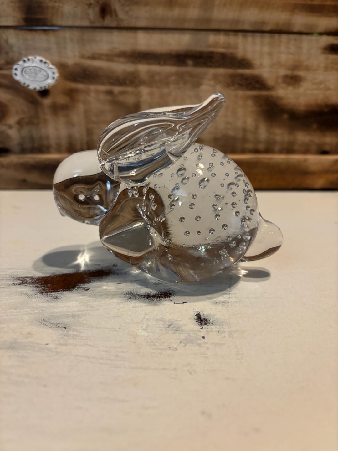 Vintage Glass Bunny Paperweight - Etsy