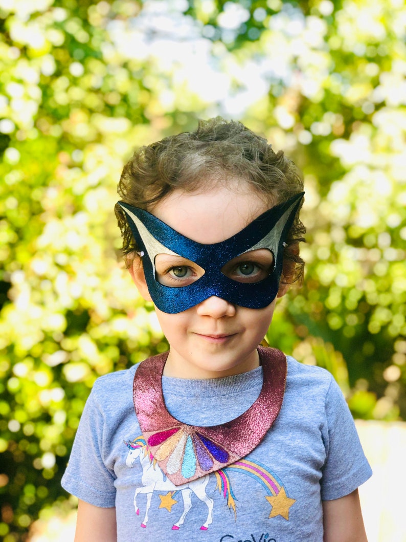 Glitter Blue and Silver Superhero Mask Superhero Costume - Etsy