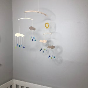 Rain Rain Go Away Mobile # 2 - Cloud Mobile - Wooden Mobile - Nursery ...