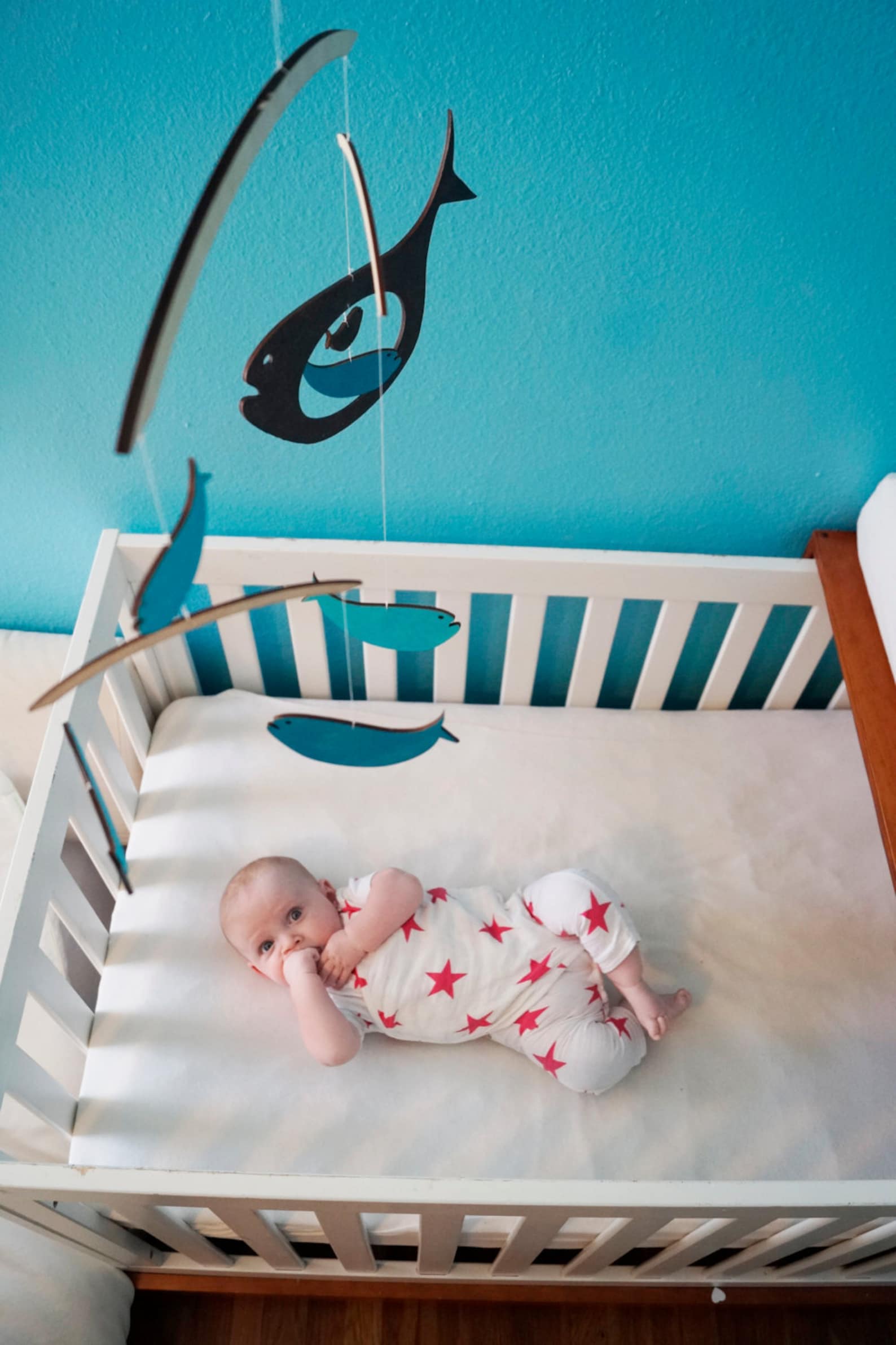 Fish & Whale Mobile Fish Baby Mobile Wooden Mobile Blue - Etsy