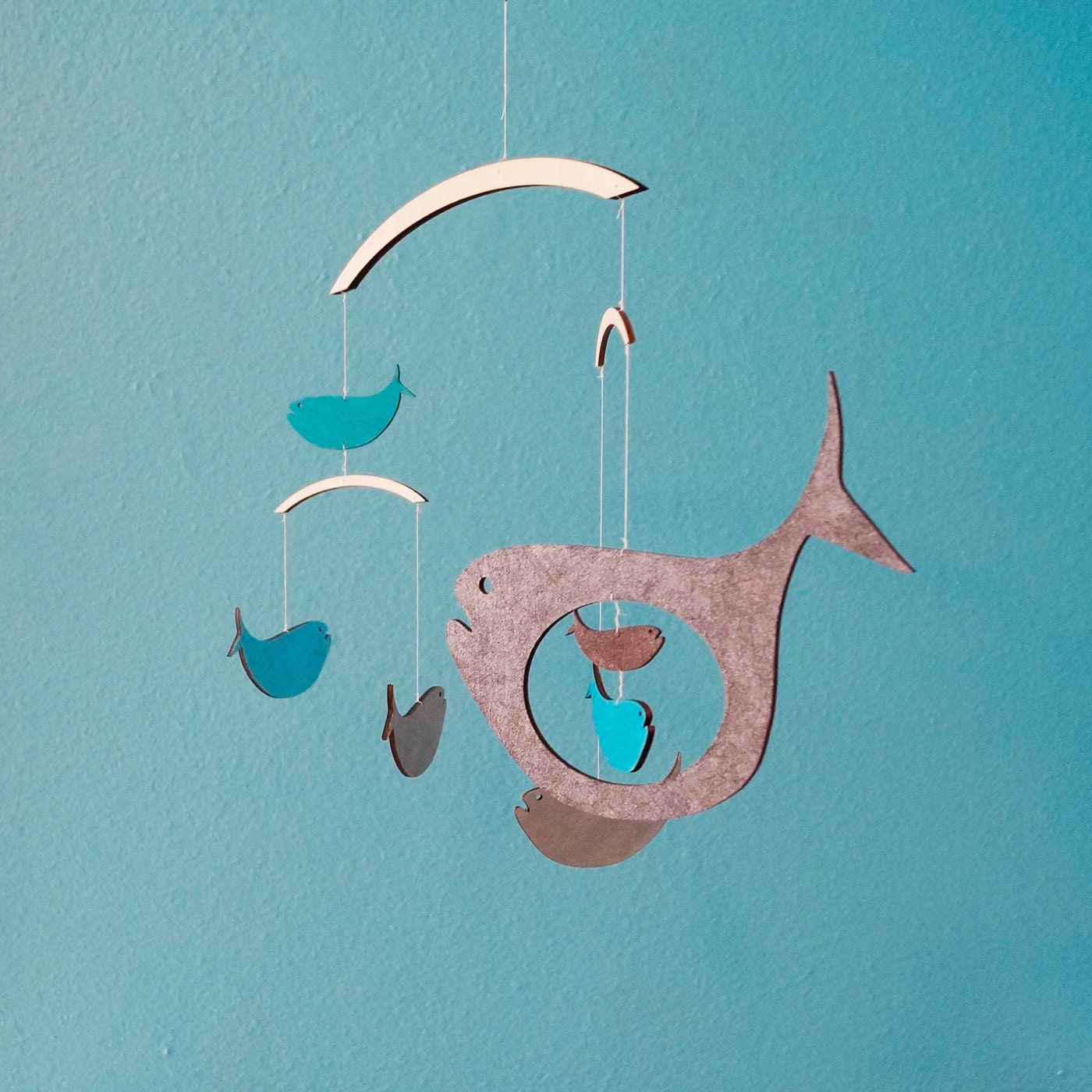 Fish & Whale Mobile Fish Baby Mobile Wooden Mobile Blue - Etsy