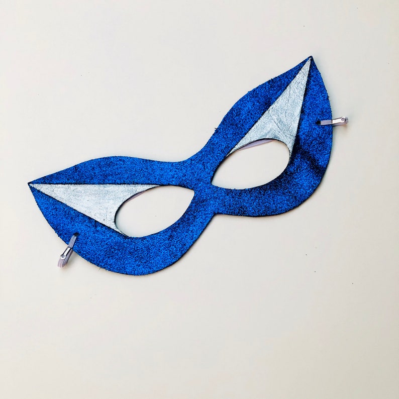 Glitter Blue and Silver Superhero Mask - Superhero Costume Mask ...