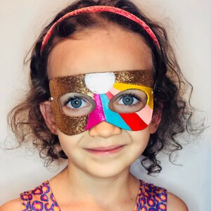 Rainbow Superhero Gold Glitter Mask - Leather - Costume - Cosplay ...