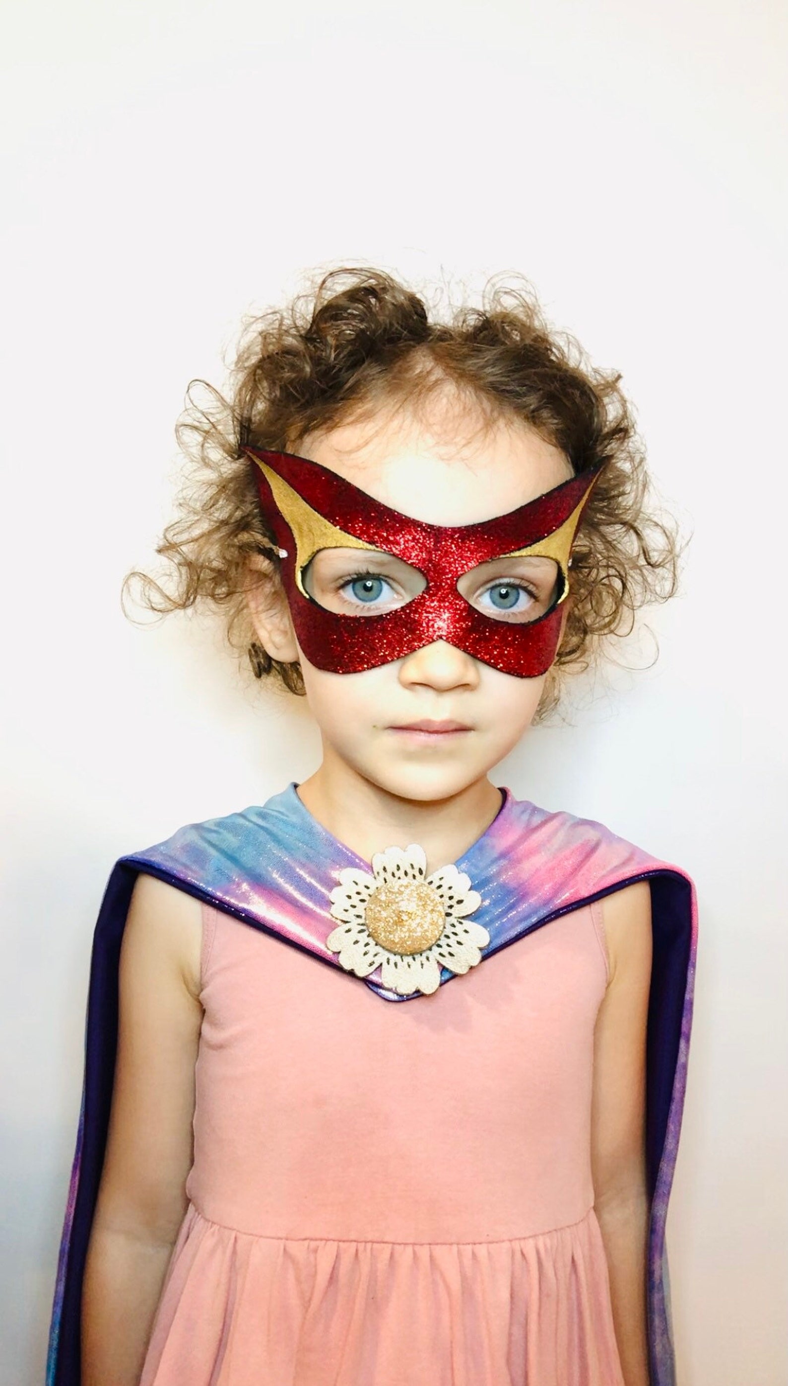 Red and Gold Glitter Superhero Mask Superhero Costume Mask | Etsy