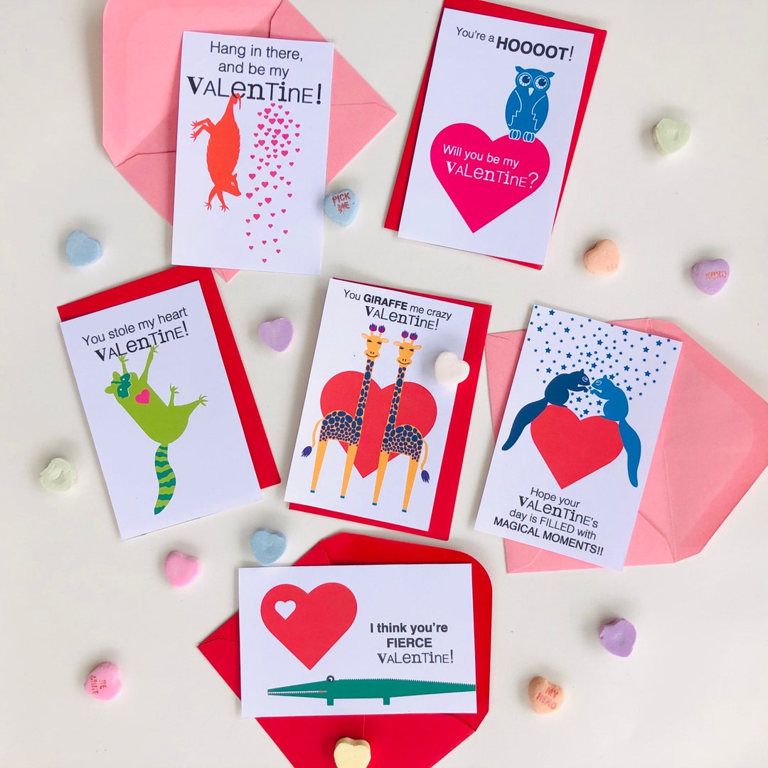 Animal Valentine's Cards - JPEG - Printable - Kids Valentines ...