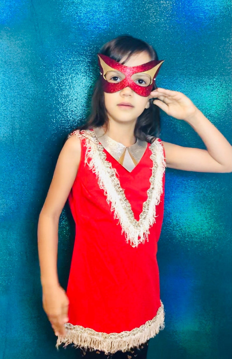 Red and Gold Glitter Superhero Mask Superhero Costume Mask | Etsy