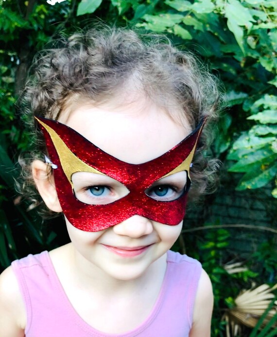 Red and Gold Glitter Superhero Mask Superhero Costume Mask | Etsy