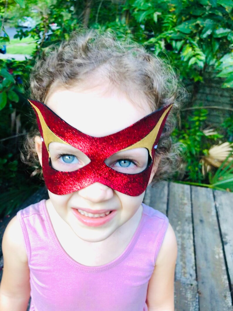 Red and Gold Glitter Superhero Mask Superhero Costume Mask | Etsy