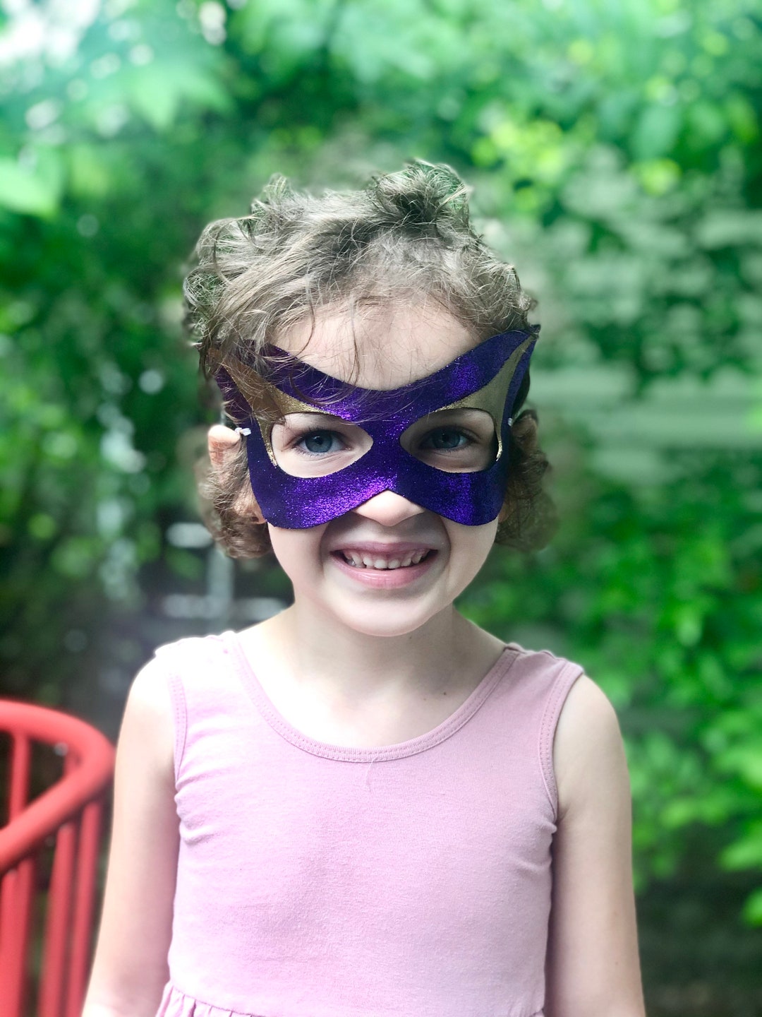 Superhero Purple Glitter Mask Leather Mask Costume Cosplay Dress Up Pretend Make Believe