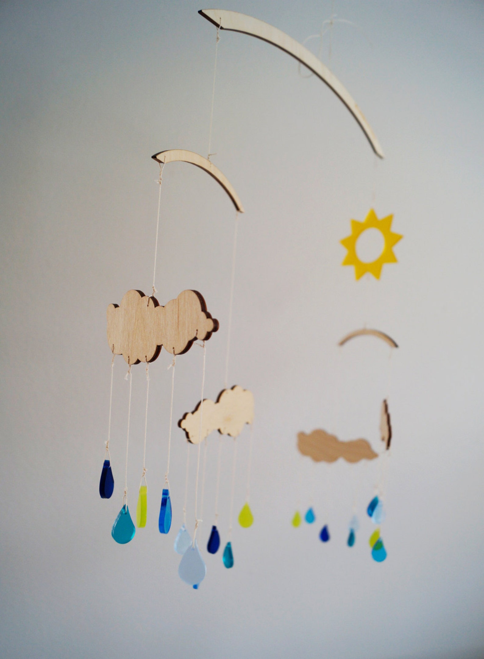 Rain Rain Go Away Mobile 2 Cloud Mobile Wooden Mobile - Etsy