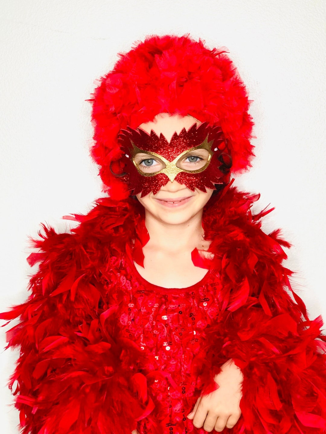 Red Phoenix Mask - Owl - Swan - Flamingo - Bird - Glitter - Costume ...