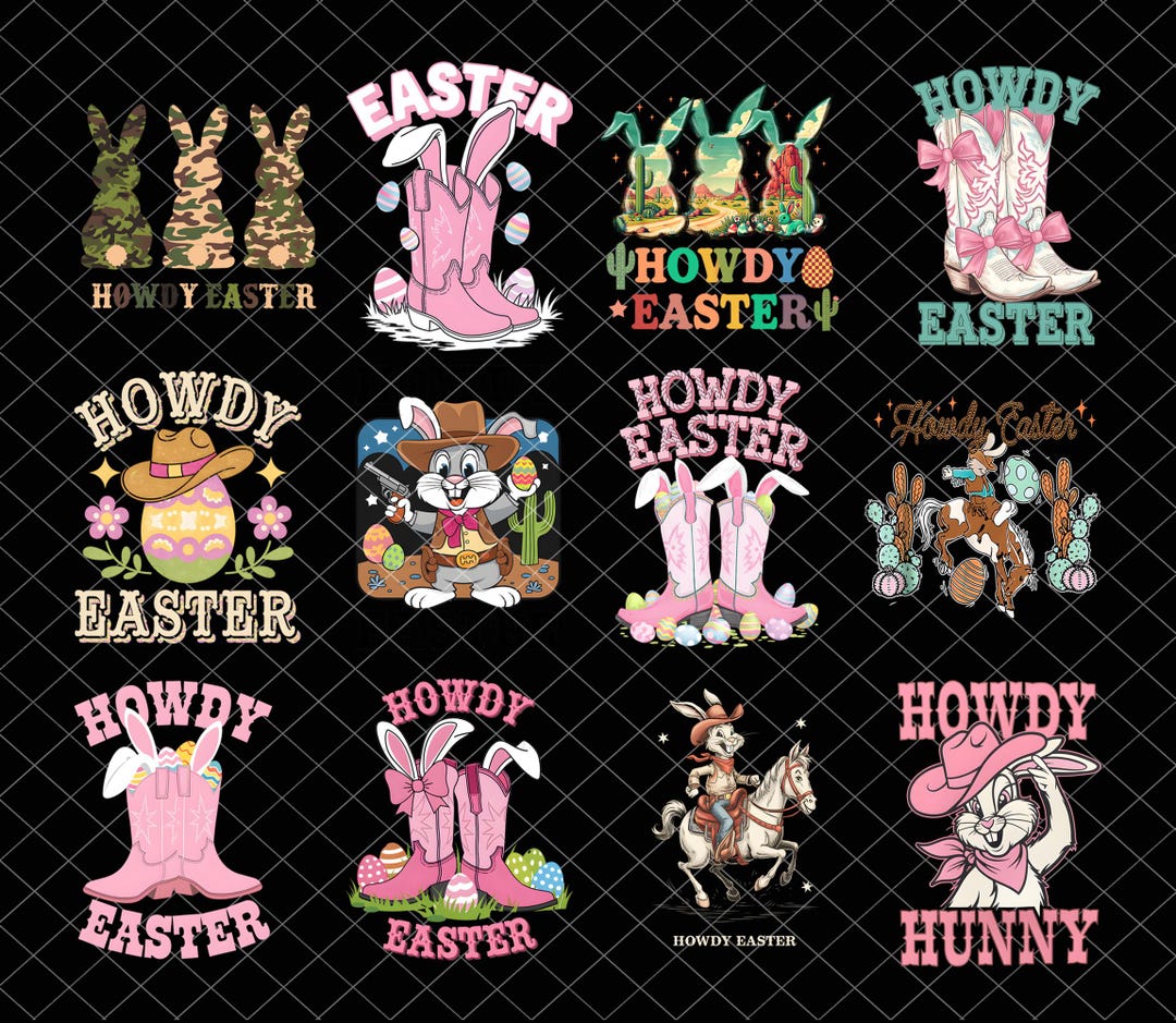 Western Easter Bunny PNG Bundle, Howdy Easter Png, Cowboy Boots Easter ...
