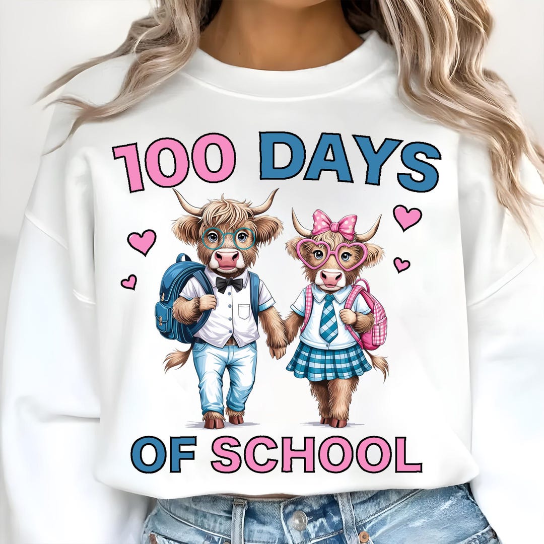 Highland Cow 100 Days of School PNG, Mowdy 100 Days of School, Cowgirl ...
