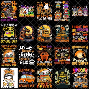 Halloween School Bus Driver PNG Bundle, My Broom Broke Ghost Png, Fab ...