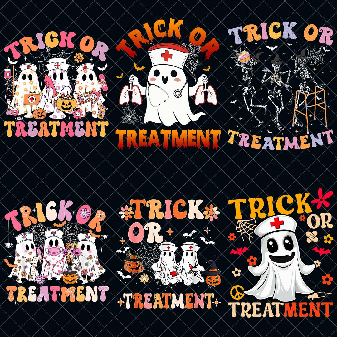Trick or Treatment PNG Bundle, Funny Nurse Ghost Halloween Png, Medical ...