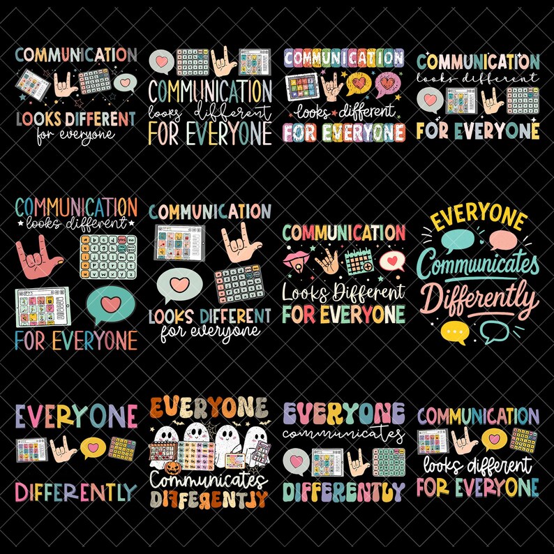 Communication Looks Different Png Bundle, Aac ASL Inclusivity PNG ...