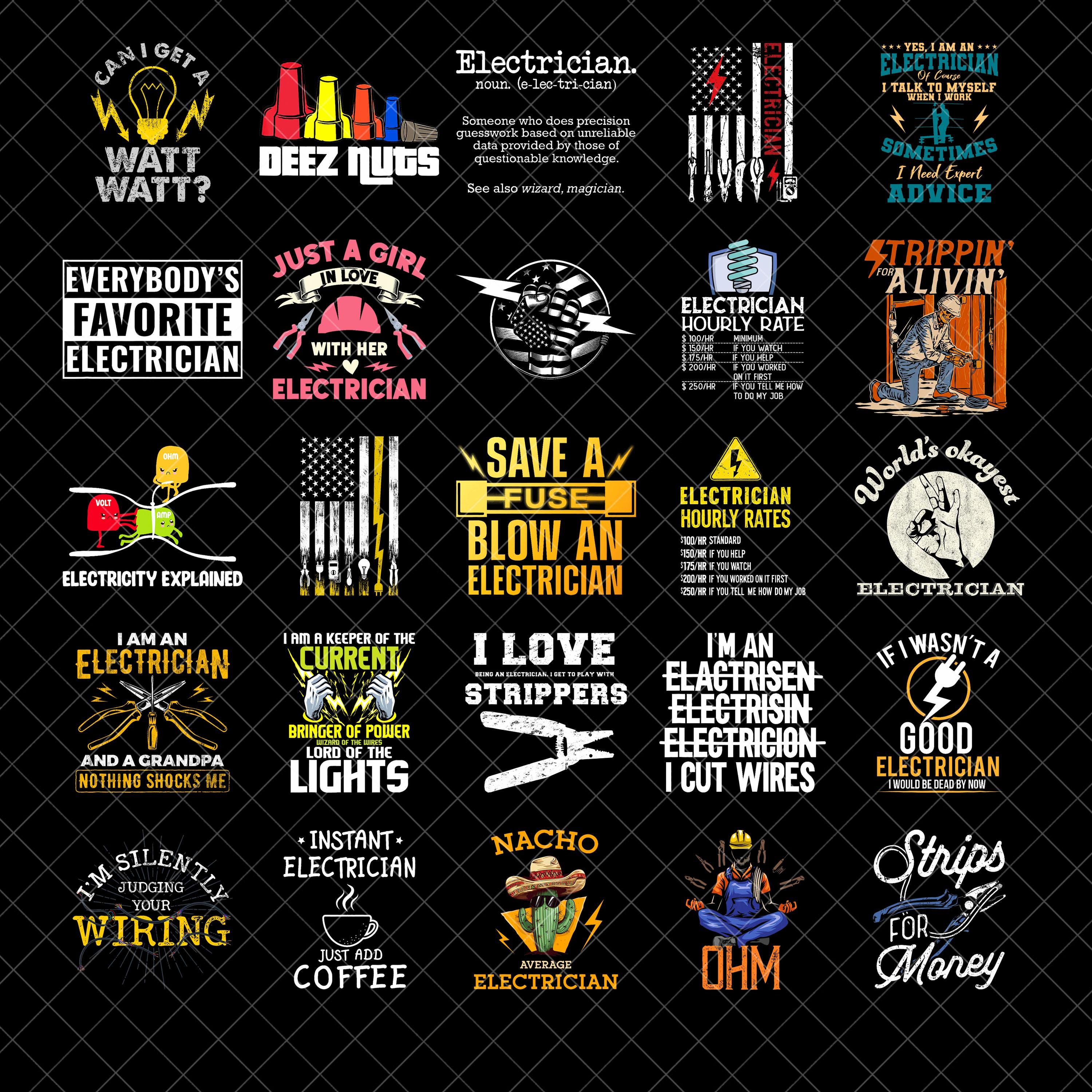 Funny Electrician PNG Bundle, Wiring Humor Sublimation, Save a Fuse ...