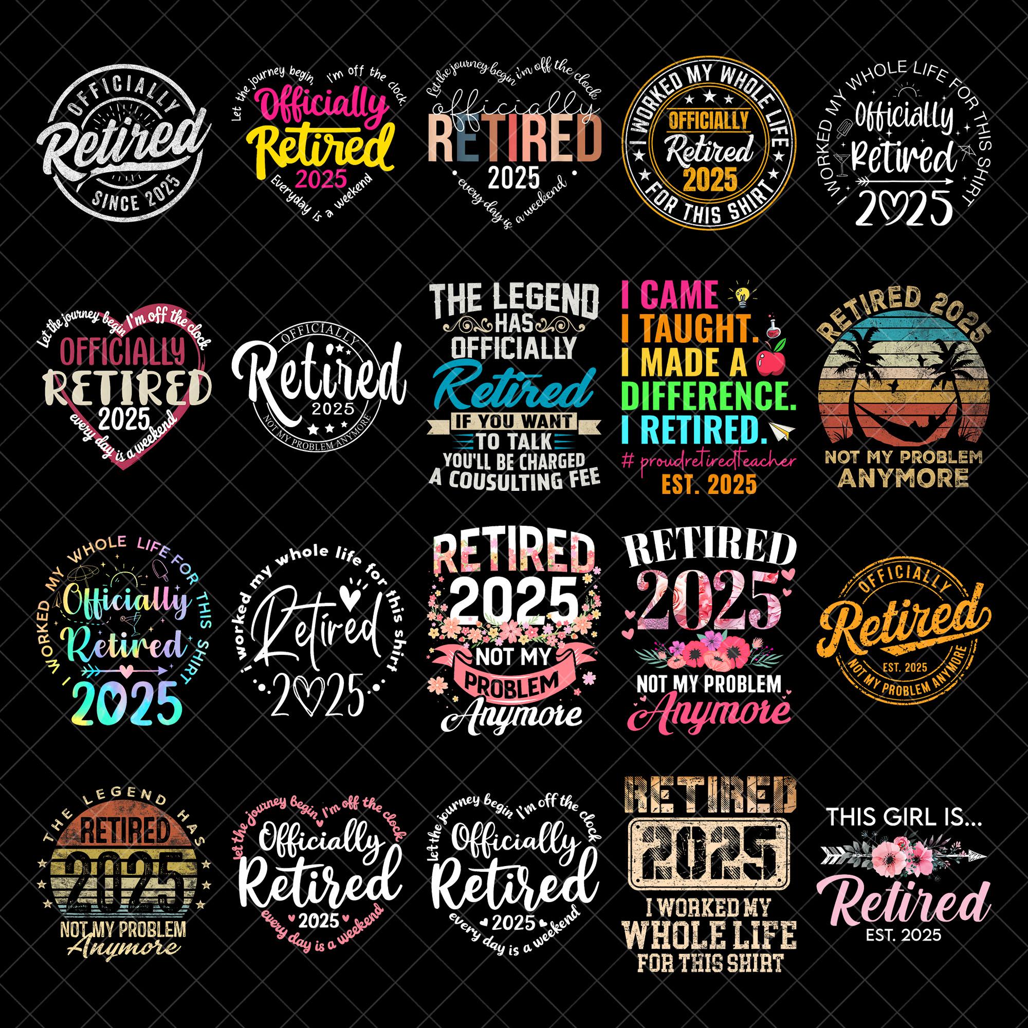 2025 Officially Retired Png Bundle, Retirement Png, 2025 Retired Png ...