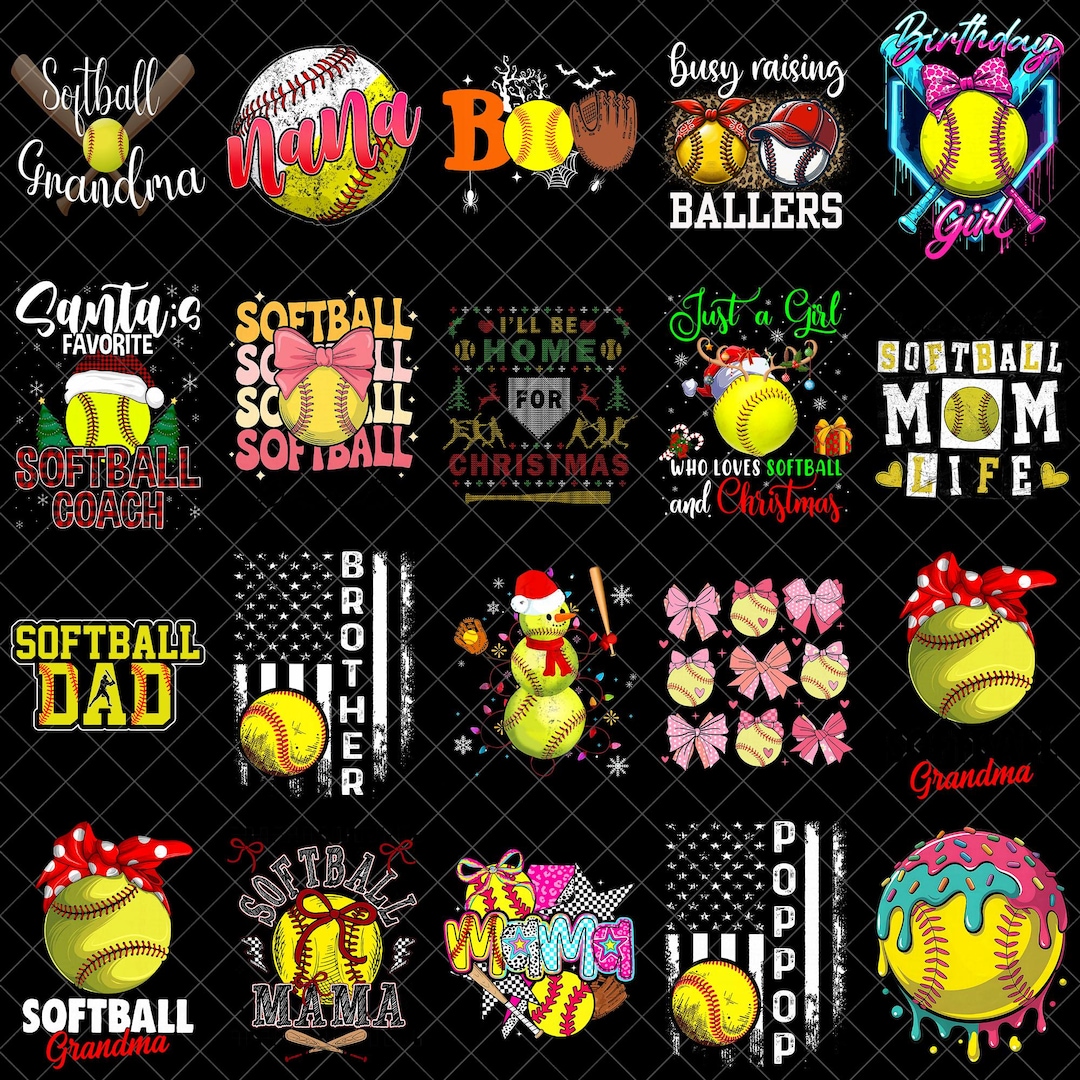Softball Christmas PNG Bundle, Softball Mom Dad Nana Gift, Baseball ...