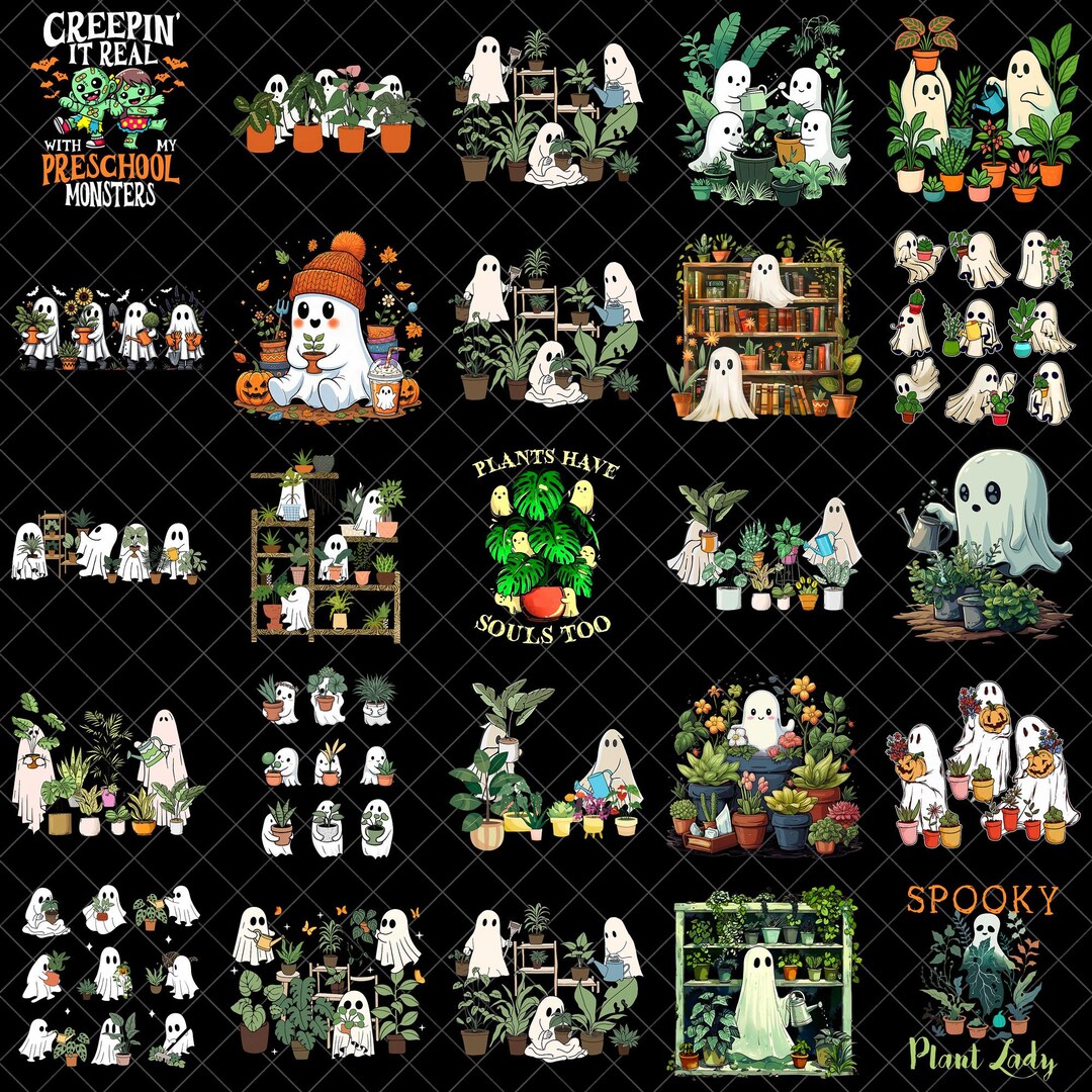 Halloween Ghost Plant PNG Bundle, Spooky Plant Lady Png , Plants Have ...