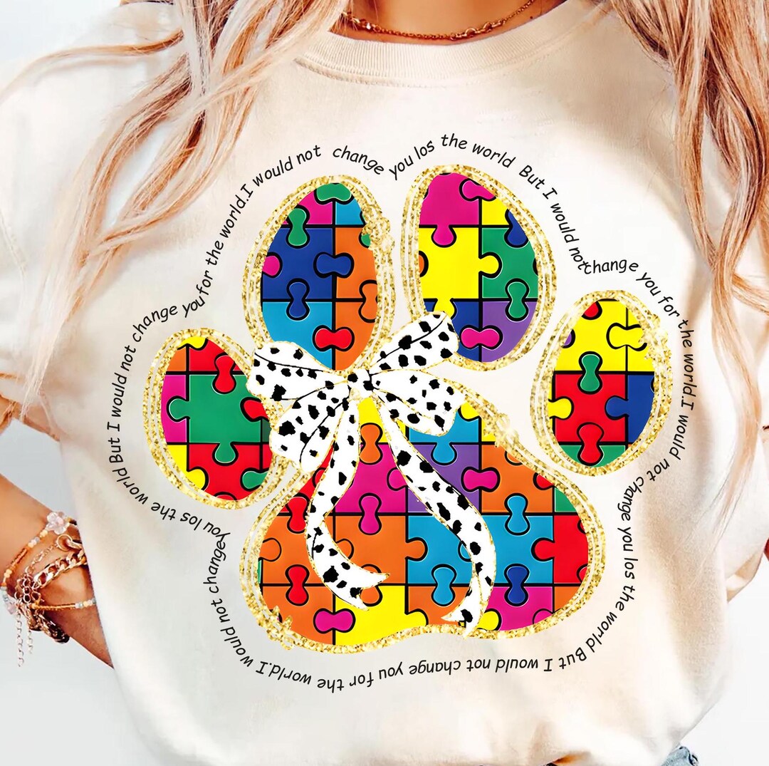 Dog Autism Couquette Bow Png, Dog Mom Png, Retro Autism Png, Dog Paw ...