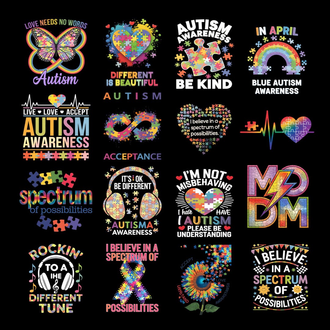 Autism Awareness Png Bundle, Autism Quotes Png, Autism T-shirt Design ...