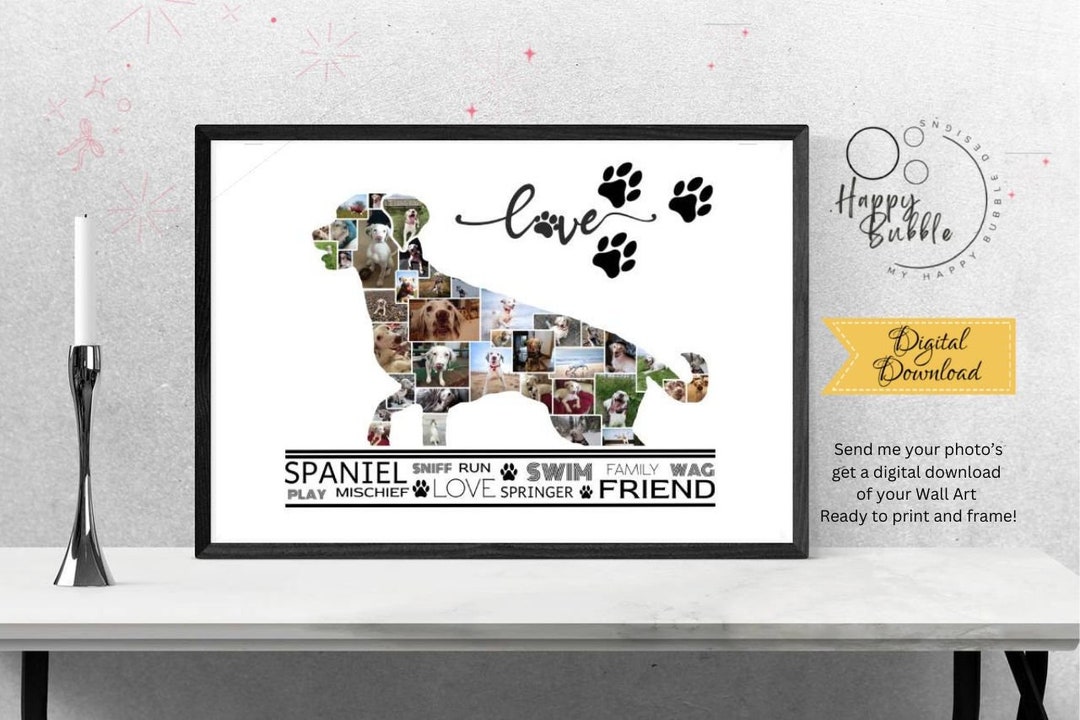 Custom Springer Spaniel Photo Collage Wall Art Dogs Home Decor ...