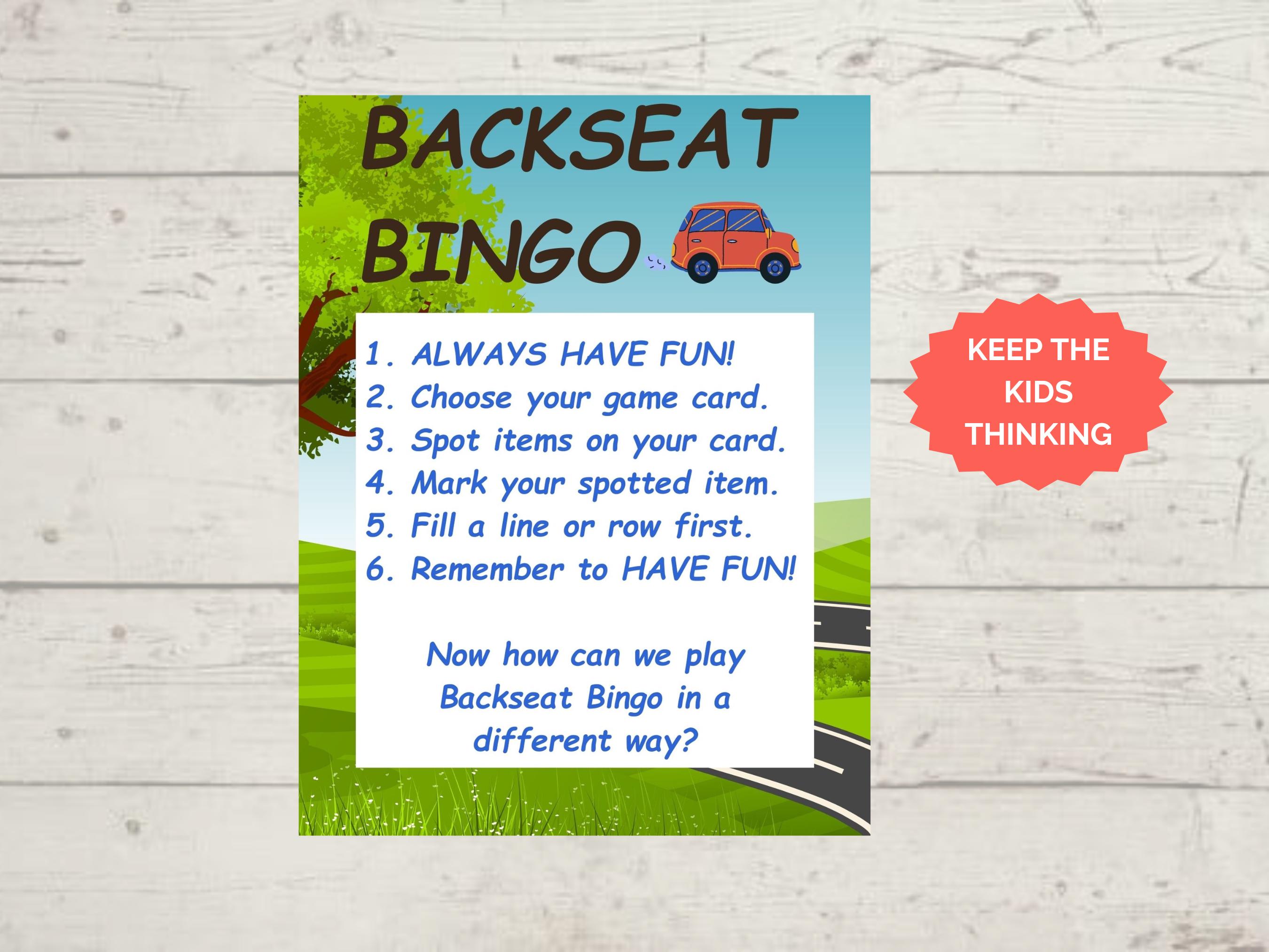 Backseat Road Trip Bingo Printable Game Cards - Etsy