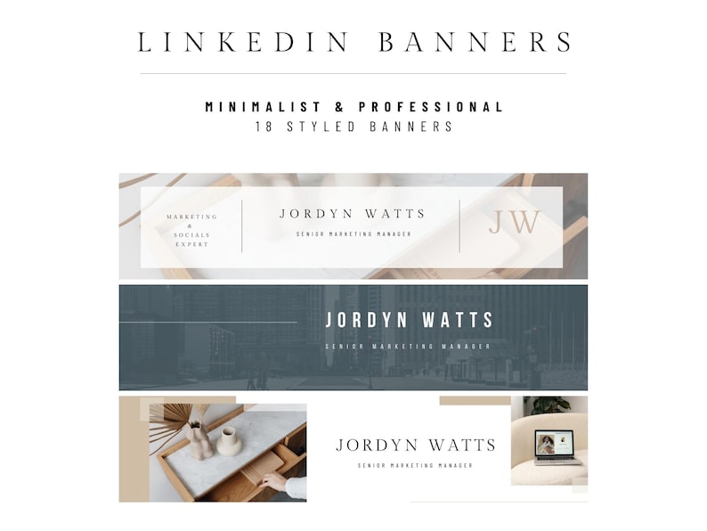 Minimal Linkedin Banners | Canva | 18 Banners - Etsy