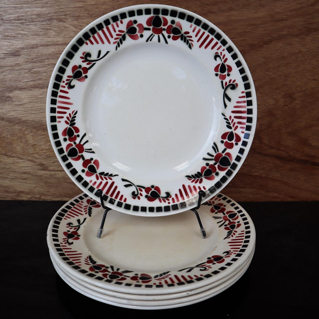 5 Flat Plates Terre De Fer Model "damascus" Moulin Des Loups and Hamage ...