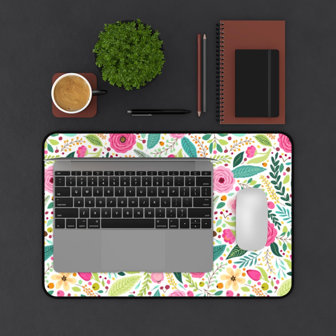 Floral Desk Mat: Modern Neoprene Office Decor - Etsy