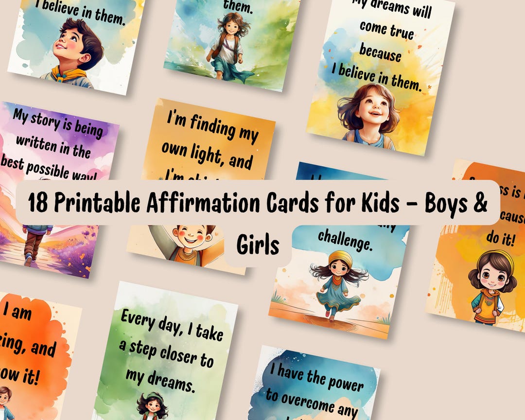 18 Self-confidence Affirmation Cards for Kids | Digital Download ...