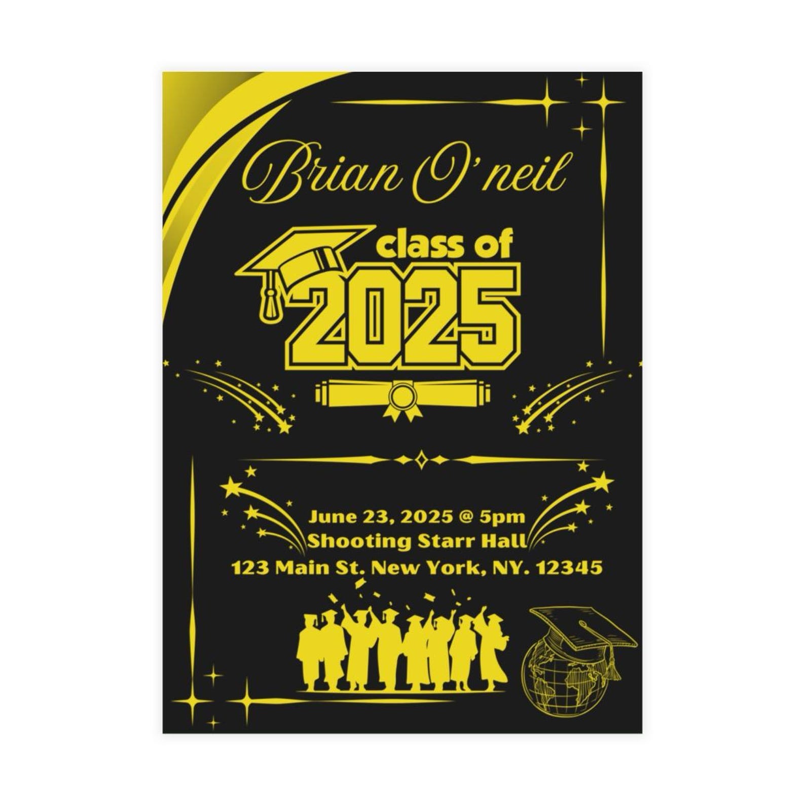 Graduation Invitations 1 Yellow and Black - Etsy