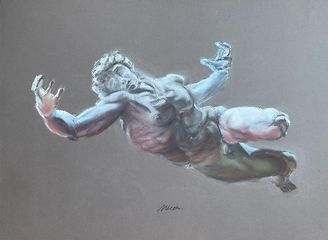 Pastel Drawing of a Contorted Man - Etsy