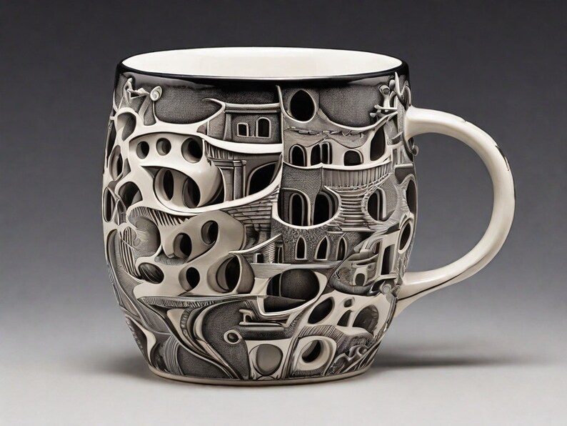 Handmade Pottery Mug, Meticulously Crafted, Arches, Columns, and ...