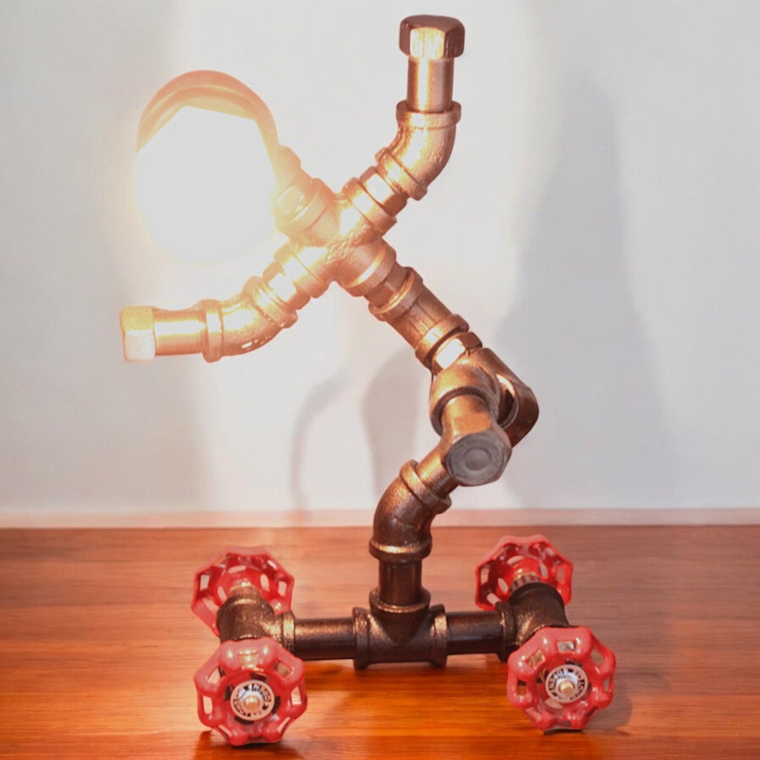 Funny Steampunk Iron Robot Skater Lamp, Steampunk Decor, Vintage Office ...