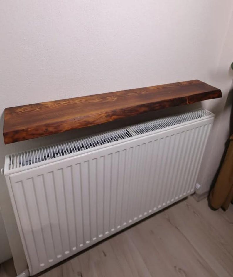 Live Edge Radiator Flying Walnut Shelf, Custom Wood Shelves, Rustic ...