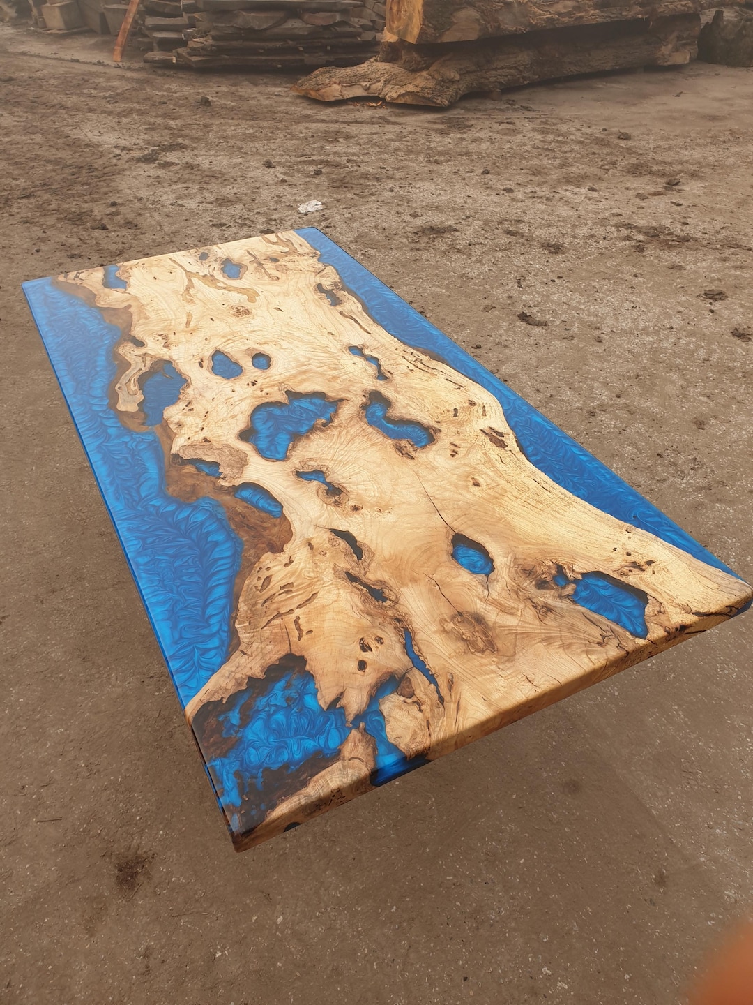 Blue Epoxy Ash Slab Table, Ash Log Slabs Epoxy Table,resin Wood Desk ...