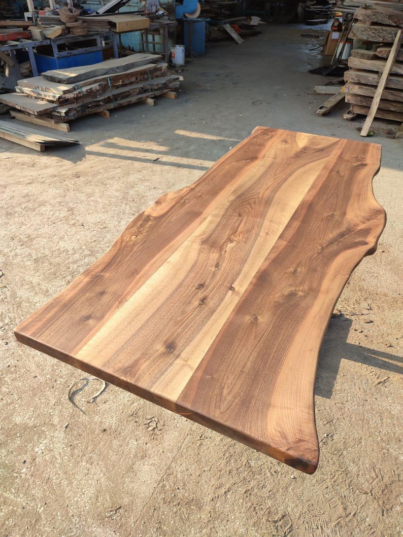 Live Edge Dining Table, Walnut Wood Slabs Kitchen Table Top, Natural ...
