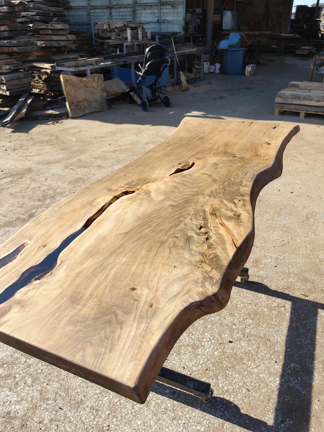 Solid Wood Desk, Live Edge Outdoor Wood Table, Natural Log Table, Wild ...