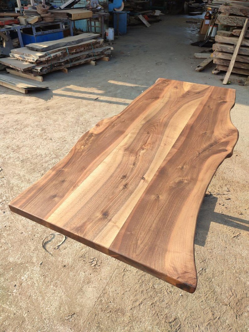 Live Edge Dining Table, Walnut Wood Slabs Kitchen Table Top, Natural ...
