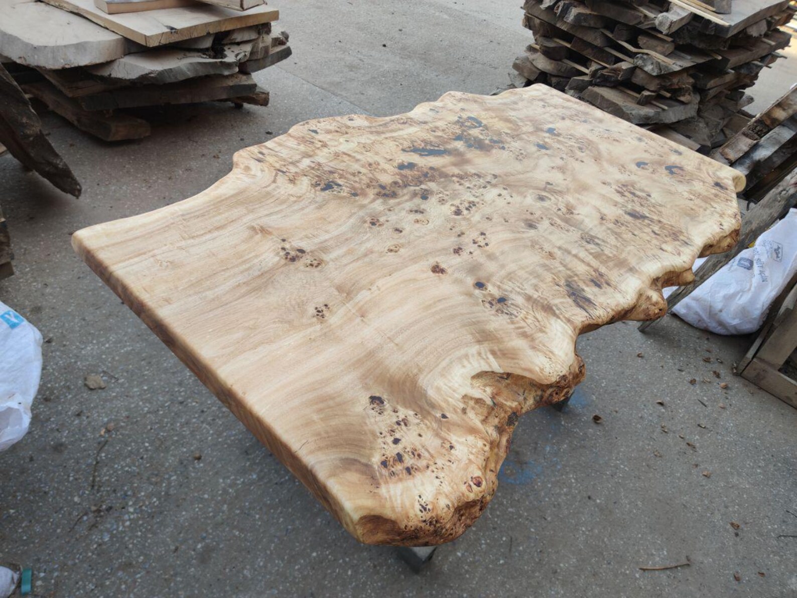 Mappa Burl Wooden Dining Table, Natural Mazel Wood Table, Live Edge ...