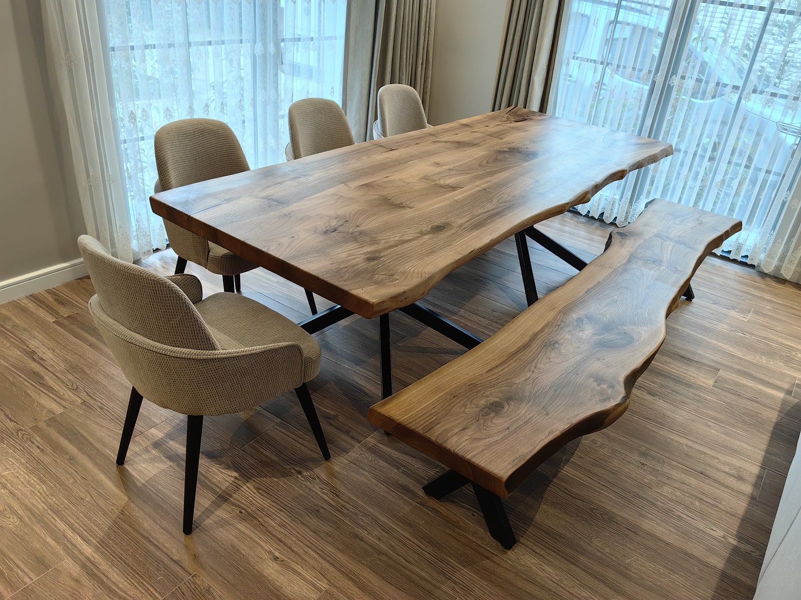 Live Edge Walnut Slab Dining Room Table, Walnut Wooden Table Top, Home ...