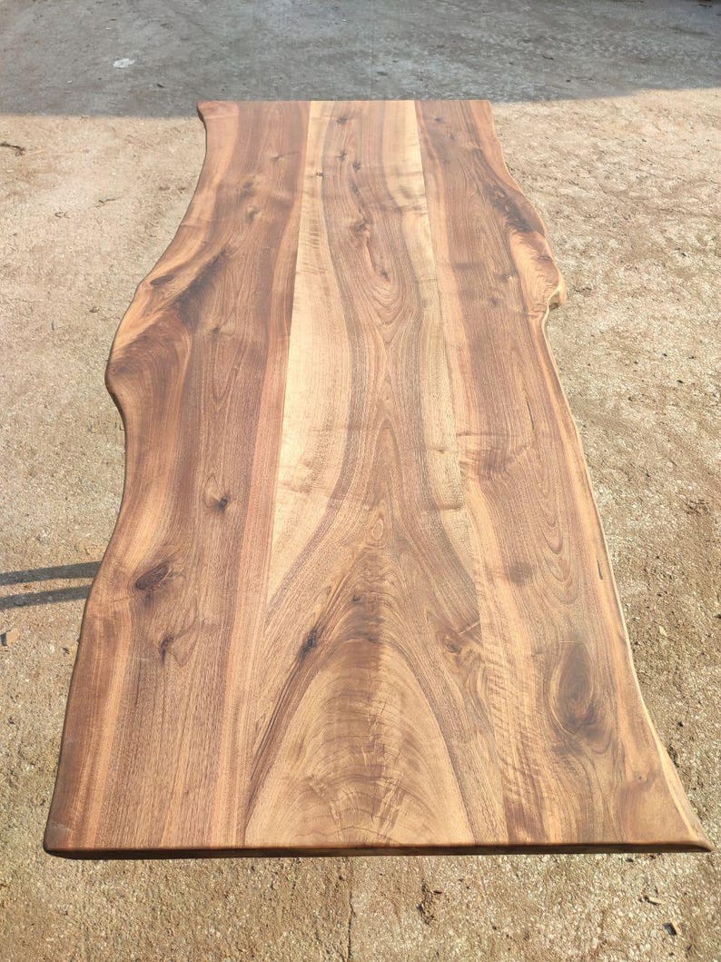 Live Edge Dining Table, Walnut Wood Slabs Kitchen Table Top, Natural ...