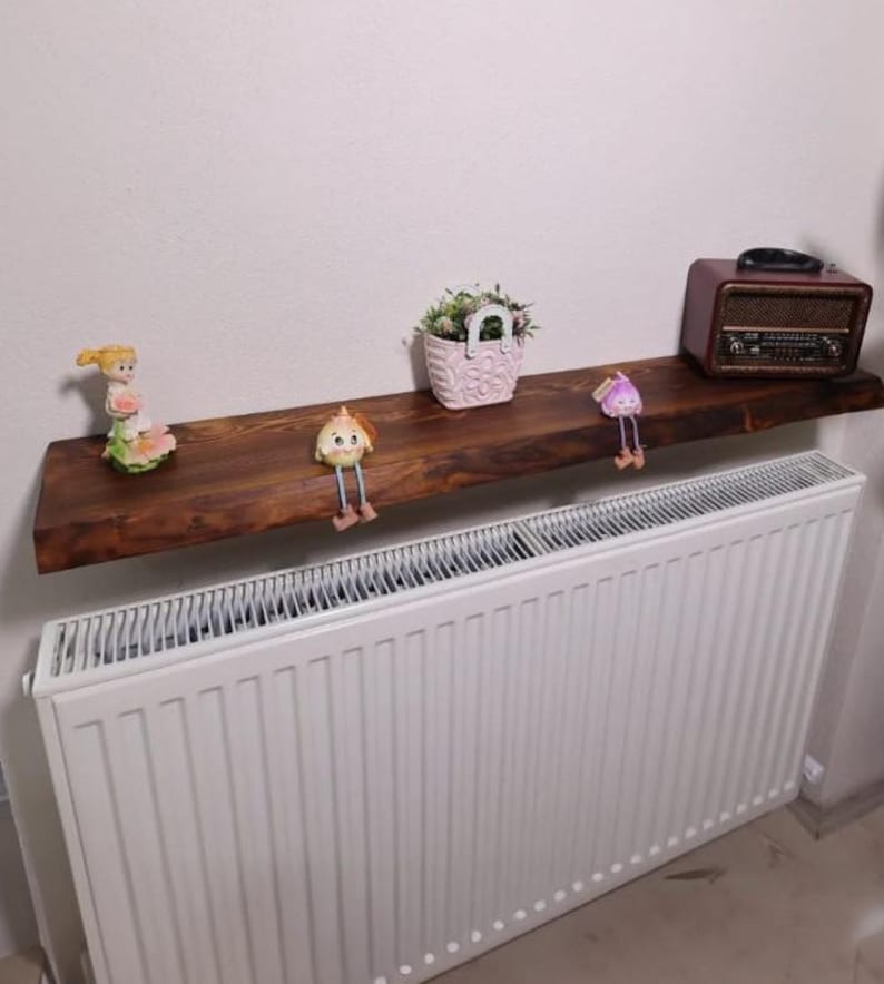 Live Edge Radiator Flying Walnut Shelf, Custom Wood Shelves, Rustic ...